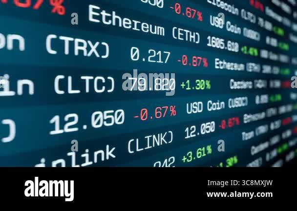 Ticker board with cryptocurrencies and price information, Bitcoin ...