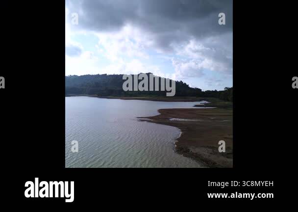 Moody Weather Above a Dam Lake Dramatic Clouds and Pre-Storm Silence ...