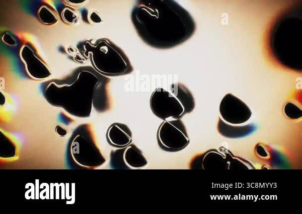 Black holes moving on an iridescent surface create an abstract and ...