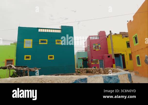 Brightly colored houses in a Moroccan village. The vibrant colors ...
