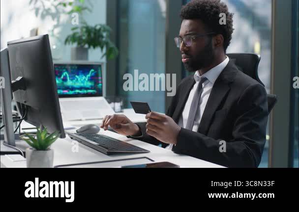 Scared stressed nervous African American businessman business man male ...