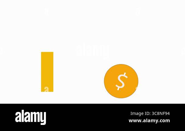 A dynamic video animation showcasing a flat design of a dollar coin ...