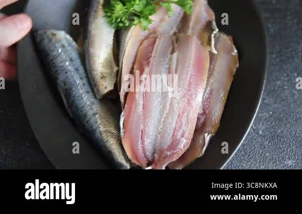 Sardine raw fish fillet seafood anchovy filet fresh delicious gourmet ...