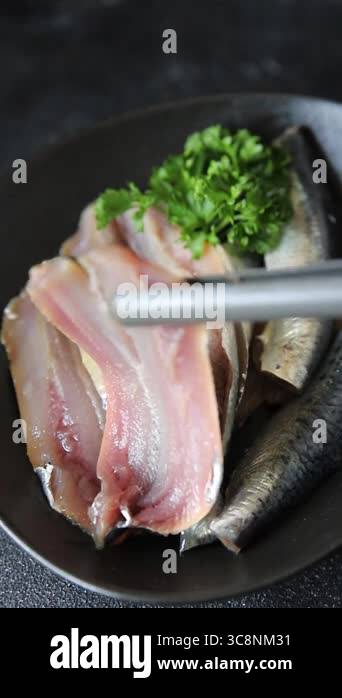 Sardine raw fish fillet seafood anchovy filet fresh delicious gourmet ...
