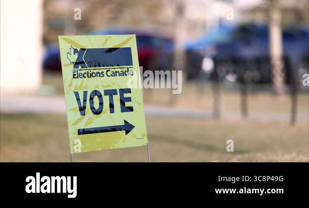 Calgary, Alberta, Canada. Apr 18, 2025. An Elections Canada sign ...