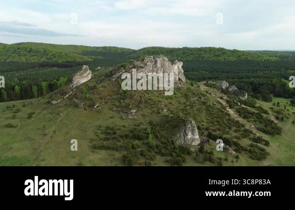 Cliffside trail through green forest landscape Stock Video Footage - Alamy
