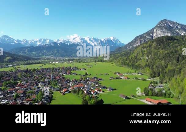 Peaceful German village under alpine mountains Stock Video Footage - Alamy