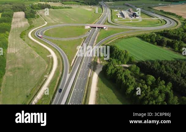 Overhead view of countryside road network Stock Video Footage - Alamy
