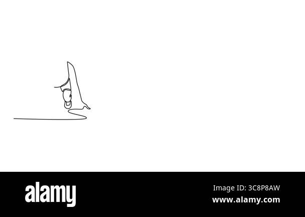 Self drawing animation of single line draw front view male athletes on ...