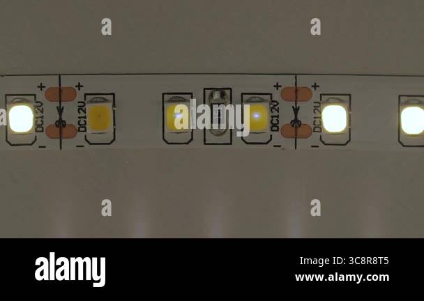 LED strip light with broken smd LEDs flikering Stock Video Footage - Alamy