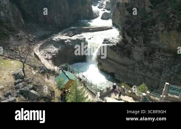 Aerial view of Aharbal Waterfall ... It is also known as Niagara Falls ...