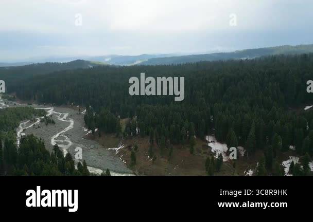 Aerial View of Doodhpathri, Budgam district of Jammu and Kashmir, India Stock Video Footage - Alamy