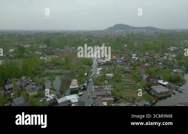 Aerial view of Dal Lake, Srinagar, Jammu and Kashmir, India Stock Video ...