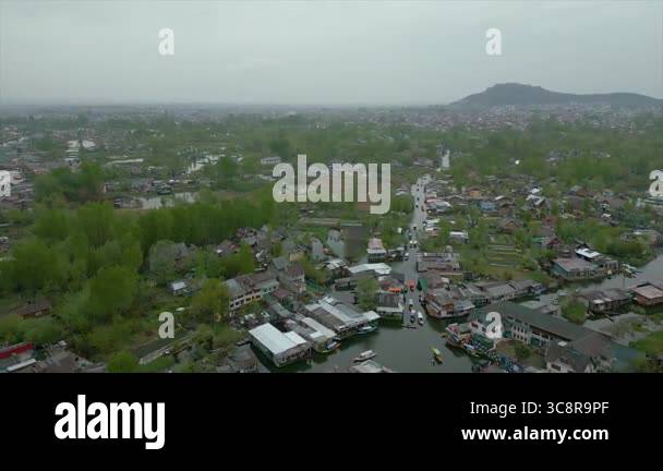 Aerial view of Dal Lake, Srinagar, Jammu and Kashmir, India Stock Video ...