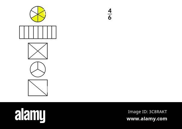 educational illustration designed to teach fractions, featuring five ...