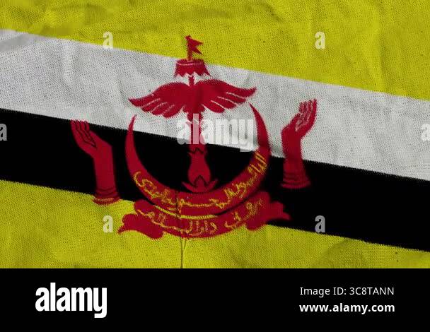 National Flag of Brunei Featuring Its Emblem and Symbolic Colors Stock ...
