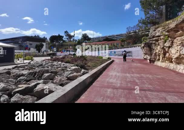 Romantic seaside promenade walk in charming European town Stock Video ...