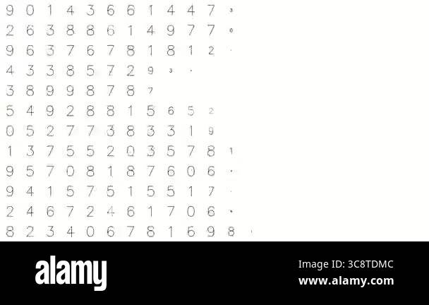 Random numeric grid fades from right to left in abstract animation with ...