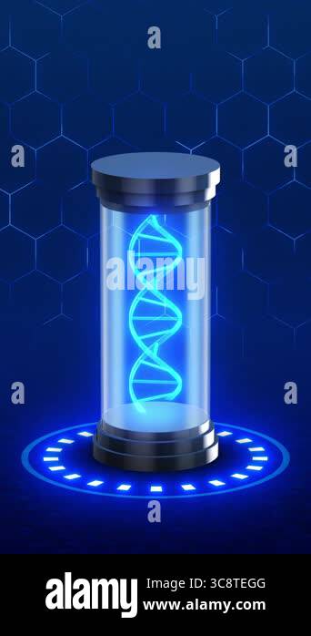 DNA Helix in Sci-Fi Tube on Tech Background Stock Video Footage - Alamy