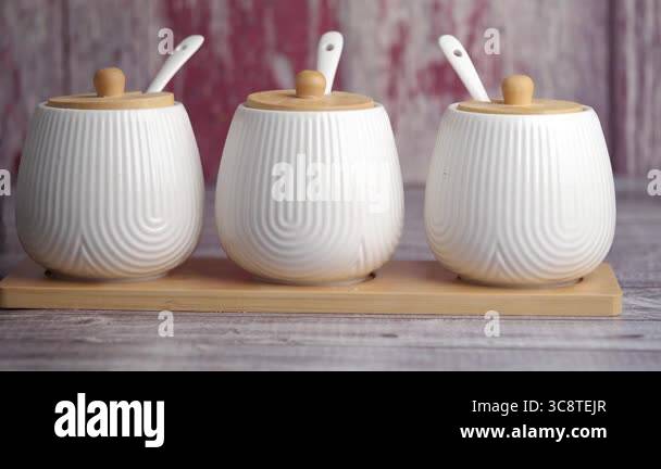 Three elegant white ceramic containers Stock Videos & Footage - HD and ...