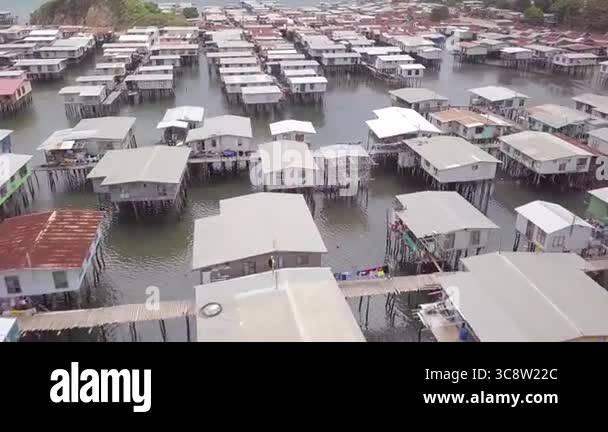 Aerial drone shot of Hanuabada village in Capital City Port Moresby ...
