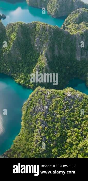Kayangan Lake and Barracuda Lake surrounded by limestone rocks. Coron ...