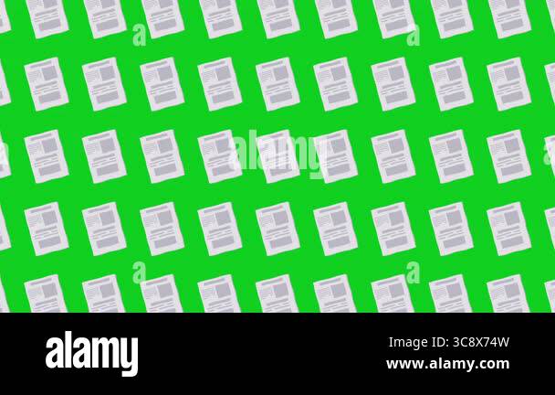Seamless animation of repeated paper documents arranged in a diagonal ...