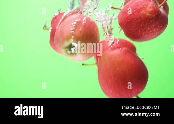 Fresh Red Apples Underwater. Bubble and Motion Effect Stock Video ...