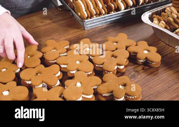 Crafting gingerbread cookie sandwiches with eggnog buttercream ...