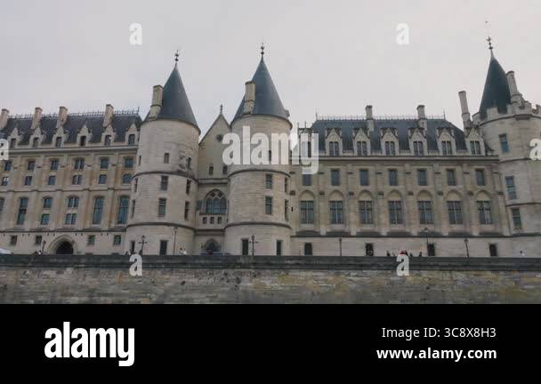 Riverboat cruise on the Seine. View of the majestic medieval ...
