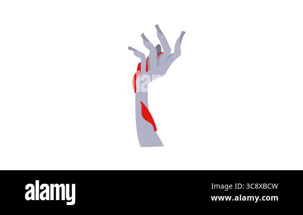 Animated zombie hand grabbing something on white and green screen ...