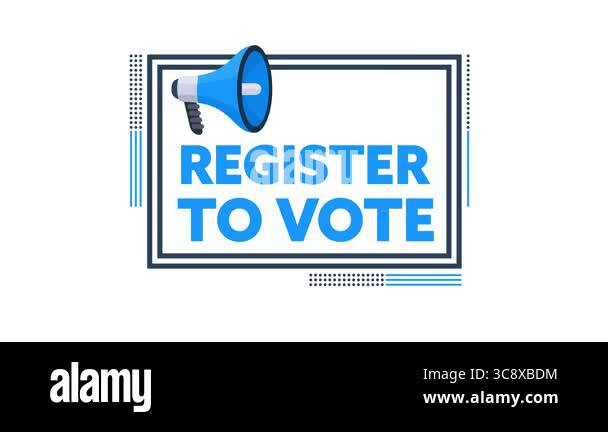 Animated megaphone with register to vote message, ideal for election ...