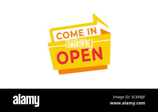 Animated Come in were open sign, ideal for businesses communicating ...