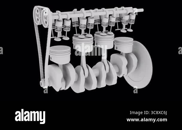 How a car engine works from the inside. Pistons, crankshaft, camshaft ...