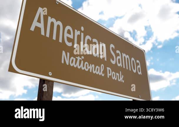 American Samoa National Park (American Samoa) Road Sign Against Blue ...