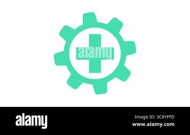 animated medical symbol with spinning gears on white screen Stock Video ...
