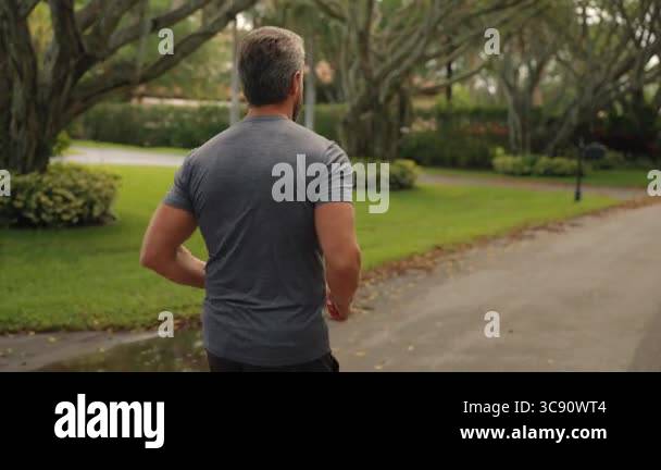 Runner at long sport run. Sportsman runner running outdoor. Sport run ...