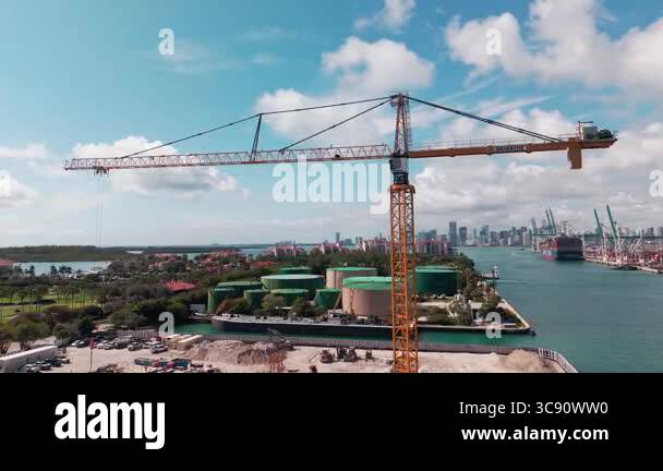 Miami, Florida - February 17, 2025: Morrow crane working on building in ...