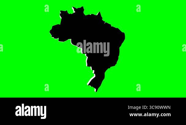 Green screen 3d icon map of Brazil. 3D animation of Brazil map rotating ...