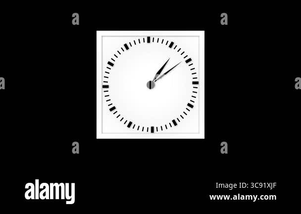 Animated clock with fast-moving hands. Minute, second, and hour hand ...
