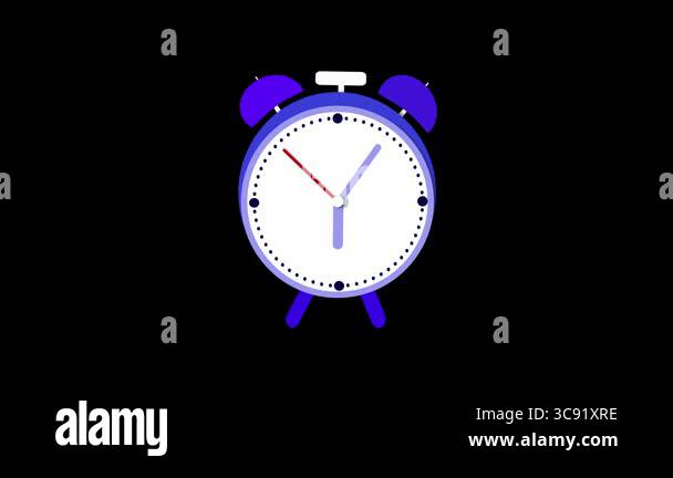 Classic bell alarm clock animation. Retro ringing clock loop for time ...