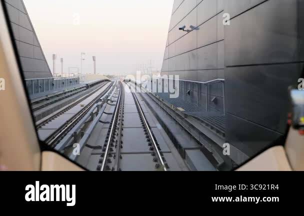 Metro Ride View in Riyadh Saudi Arabia. Front view from inside the metro in Riyadh, Saudi Arabia ...