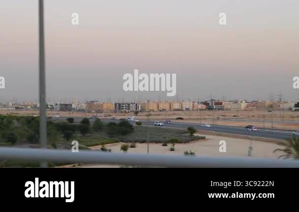 View from Riyadh Metro at Sunset KSA. A tranquil view of the desert ...