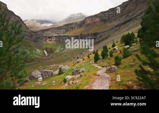 POV shot while hiking through Ordesa Valley in Monte Perdido National ...