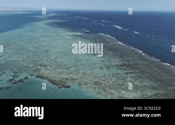 Aerial drone view of the Red Sea coast near Yanbu. Stunning drone ...