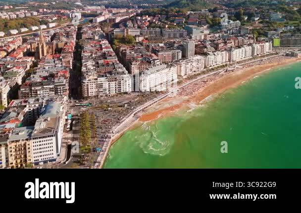 Aerial view of Donostia - San Sebastian cityscape in the Basque Country ...