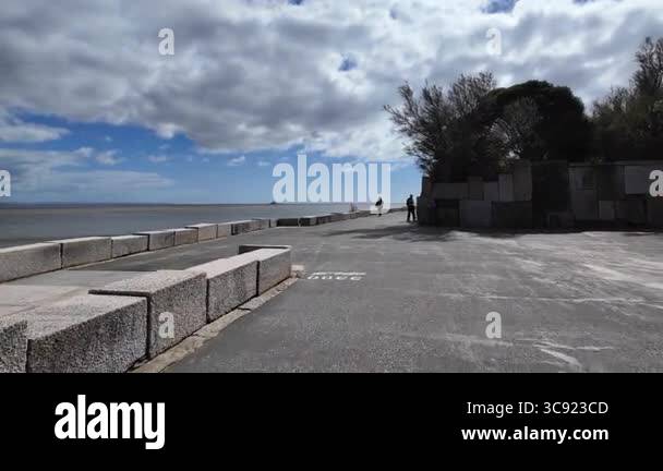 Peaceful ocean view walk on promenade in Europe Stock Video Footage - Alamy