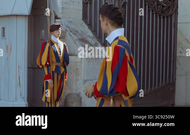 Vatican city, Rome, Italy - August 1 2024. Pontifical Swiss Guards of ...