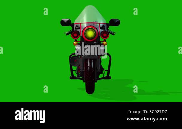 Red Black Police Motorcycle 3D Rendering Animation View From Front Side ...