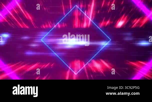 Cyber synthwave 3d rhombus squares moving geometric lines data visuals ...